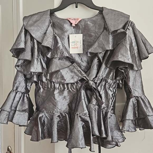 Vintage Rose | Jackets & Coats | Nwt Vintage Rose Metallic Silver ...
